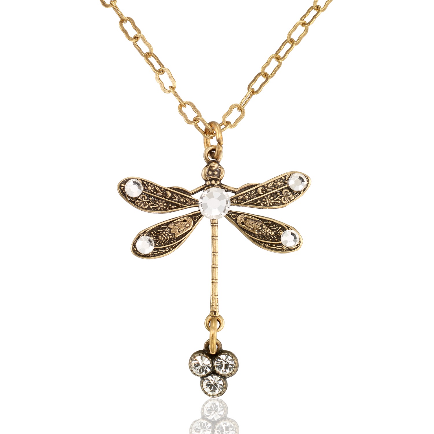 Spring Skimmer Fresh Crystal Drop Dragonfly Pendant Necklace - Anne ...